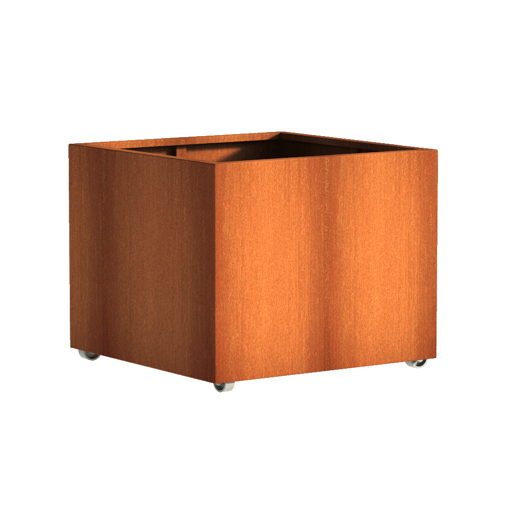 Corten Steel Mobile Square Planter with Wheels| Parker & Coop - Parker ...